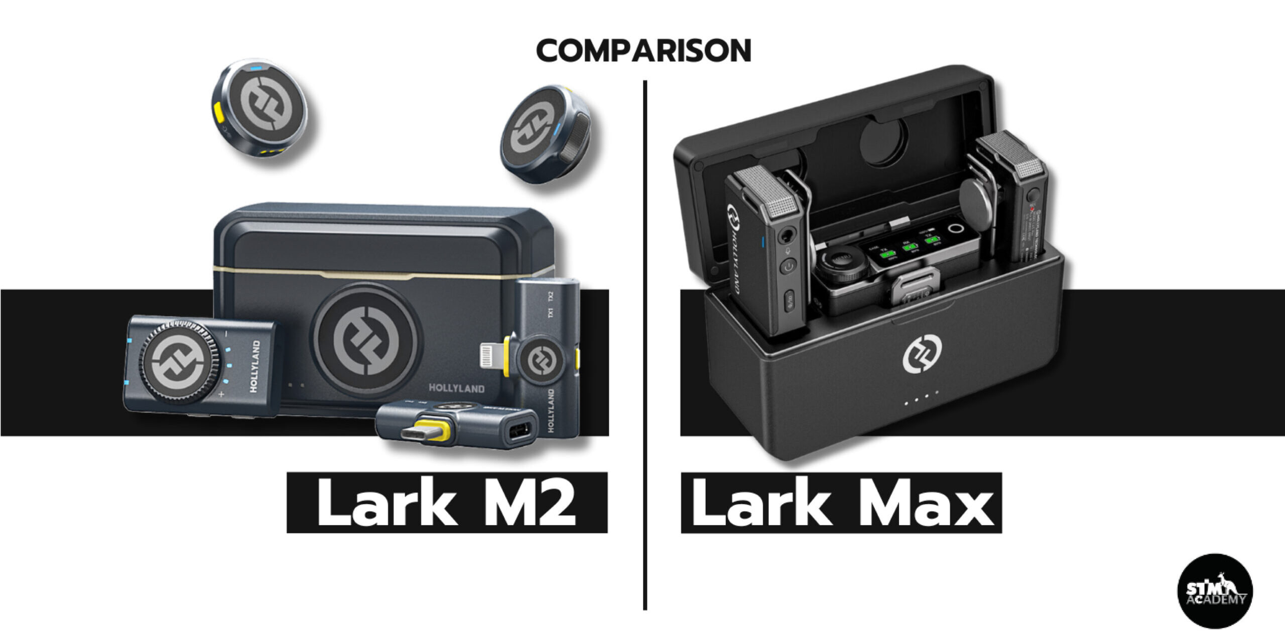 เปรียบเทียบไมค์ไวเลสตัว Top Hollyland Lark M2 และ Lark Max Stm Academy